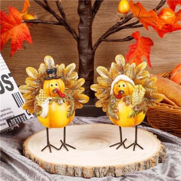 Holiday | Thanksgiving Turkey Figurine Set Of 2 Resin Standing Turkey ...